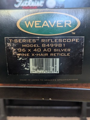Weaver T36 Competition 36x40mm A/O, Silver Target Scope With TPS Steel ...