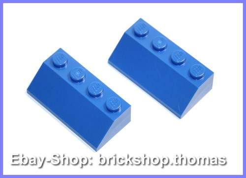 Lego 2 x Dachstein Schrägstein blau 2x4 - 3037 - Brick Slope Blue - NEU ...