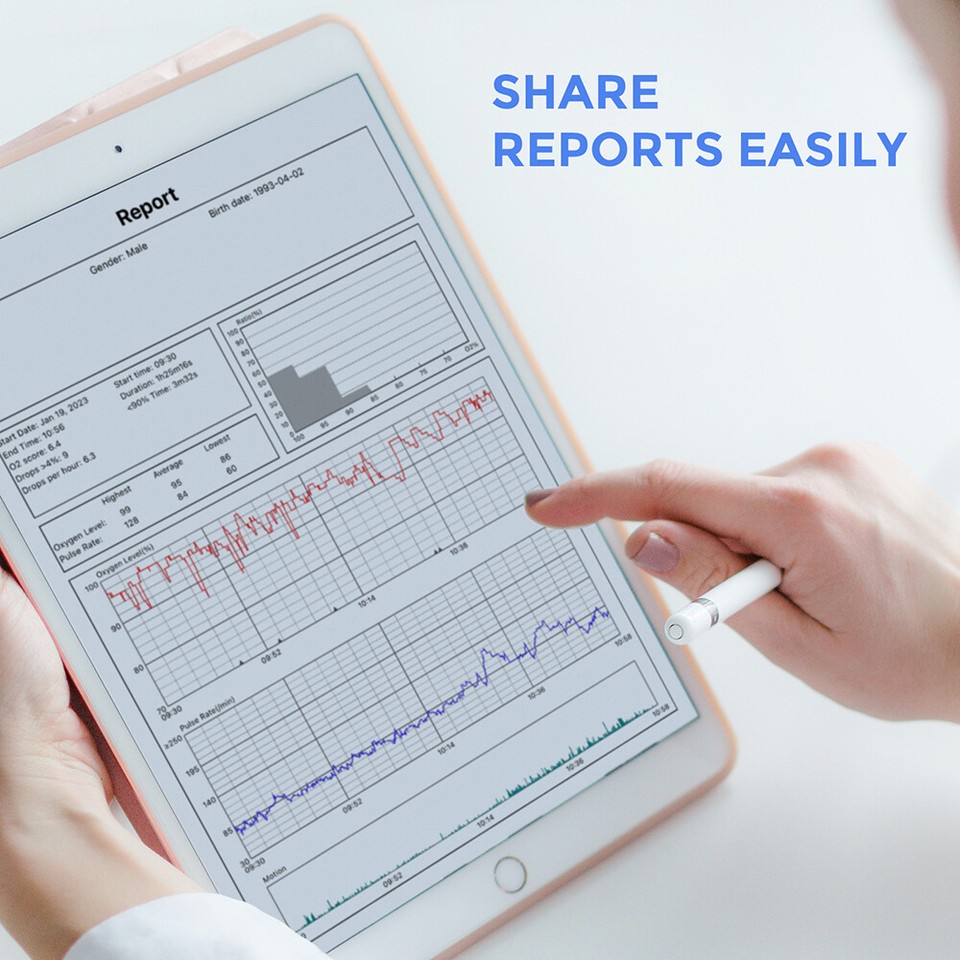 Bluetooth Pulse Oximeter Tracking SpO2 Heart Rate for 72h Straight ...