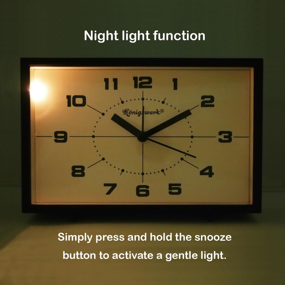 Analog Alarm Clock 6 inch Silent Non Ticking Small Clock with Night ...