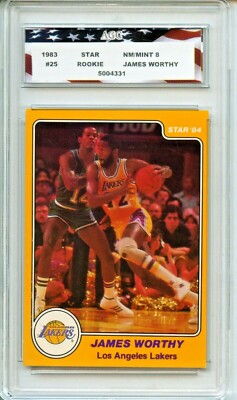 1983 Star #25 James Worthy Rookie Card AGC 8 Near Mint/Mt Los Angeles ...