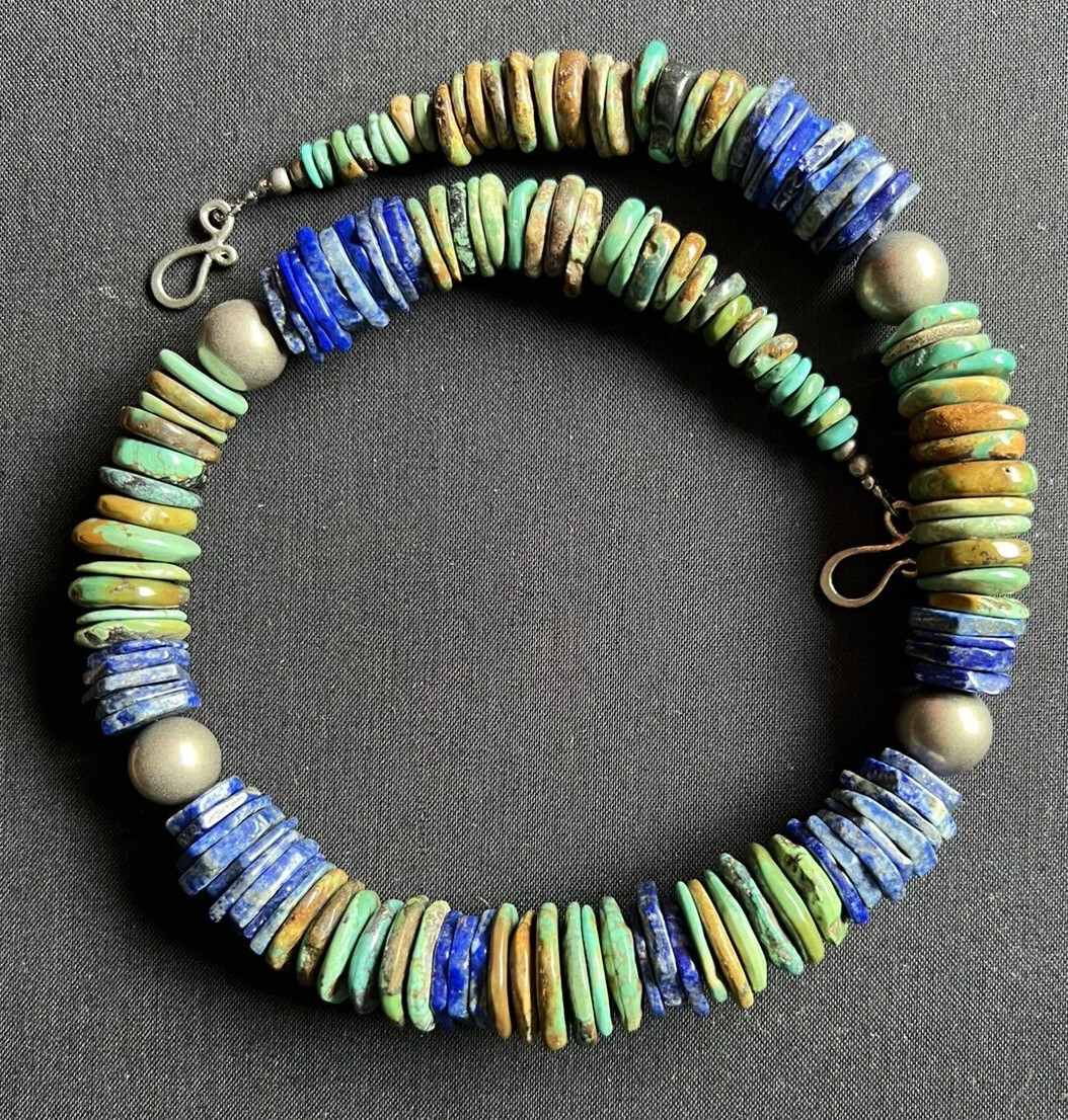 Blue Lapis lazuli and turquoise graduated handmade necklace | eBay