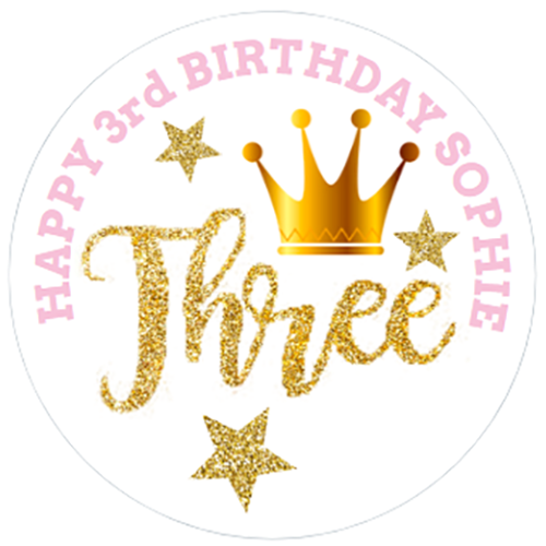 48 Personalised 3rd Birthday Party Bag Stickers 40mm Sweet Cone Labels ...