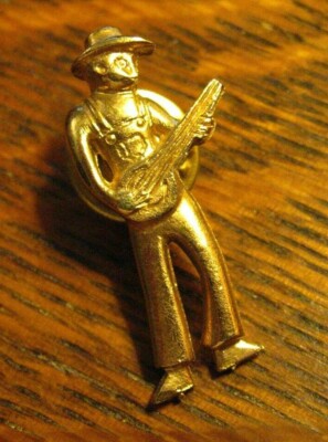 Singing Cowboy Lapel Pin - Vintage Farmer Guitar Banjo Folk Country ...