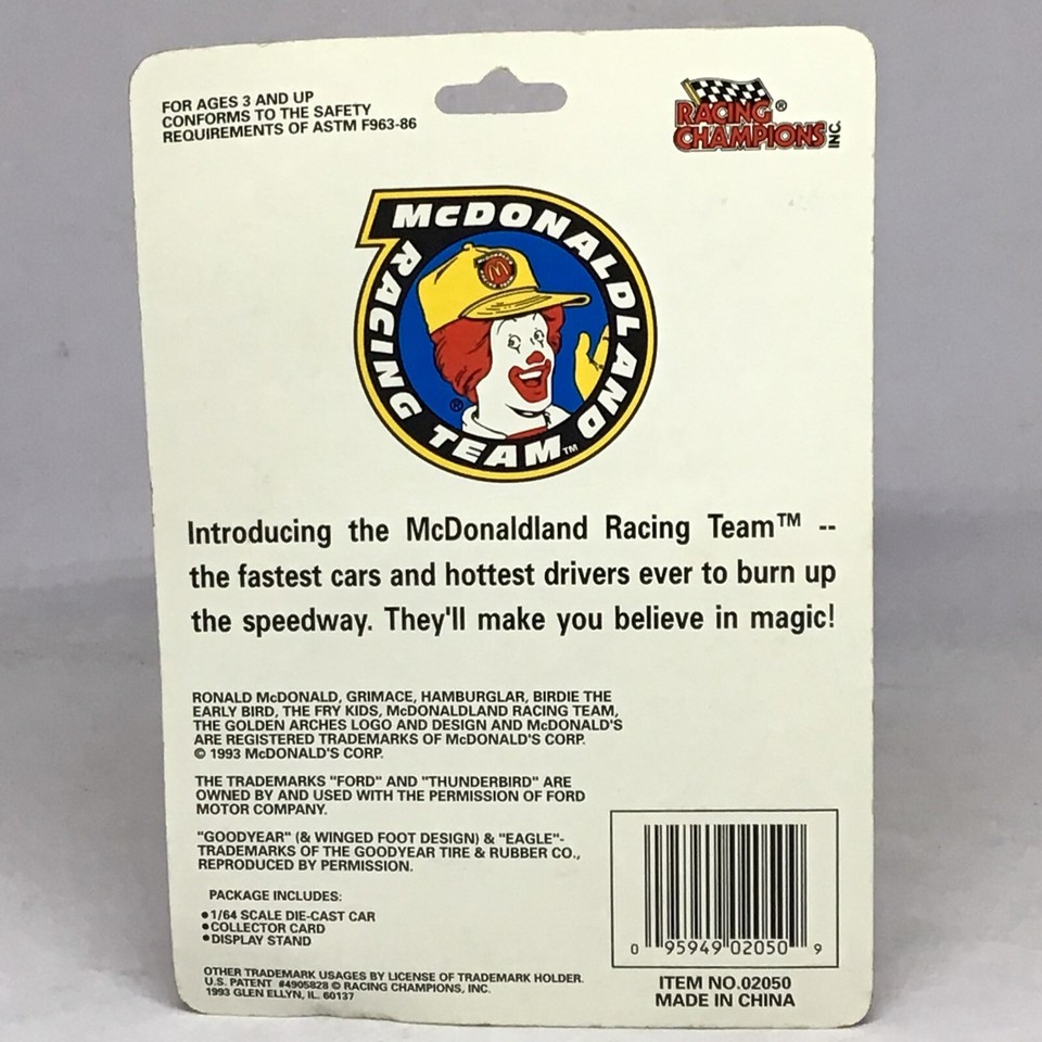 Vint.Racing Champions McDonaldLand Racing Team #10 Ronald Rocket ...