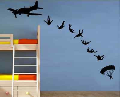 SKYDIVING SKYDIVER JUMPING FROM PLANE SKYDIVE DECAL STICKER PARACHUTE ...