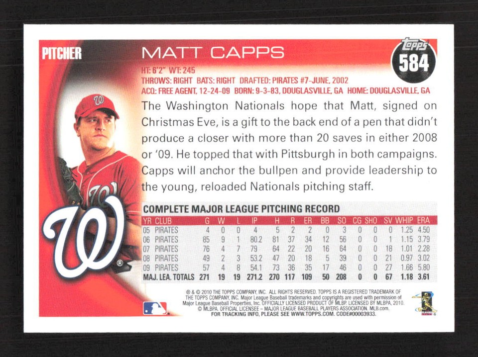 2010 Topps Matt Capps #584 | eBay
