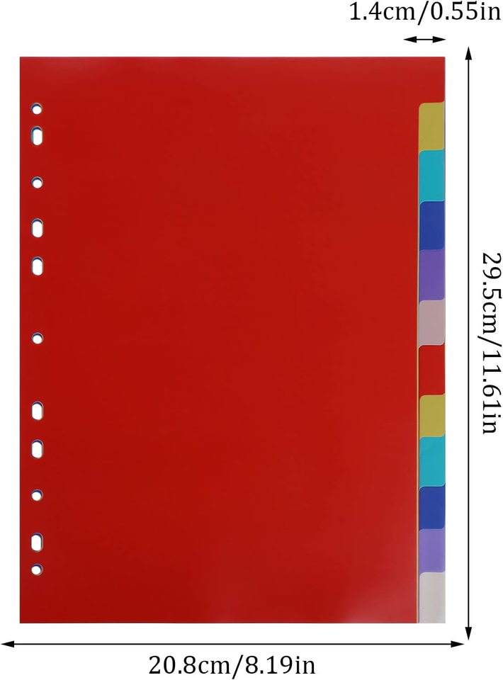 4 Sets 12-Tab Binder Dividers 3 Ring Plastic Binder Dividers with Tabs ...