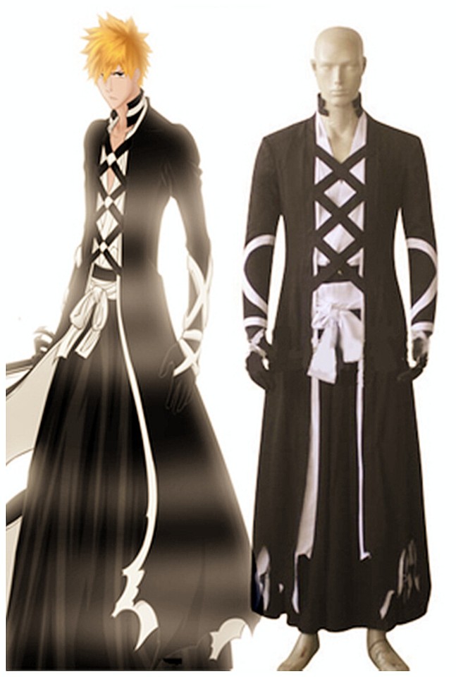 Bleach Ichigo Kurosaki New Bankai Cosplay Costume Outfit +Wig+Weapon ...