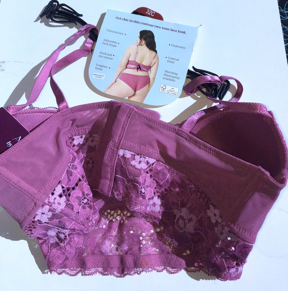 Adored by Adore Me ~ Womens Long Line Bra Pink Underwire Payal 34A 32C ...