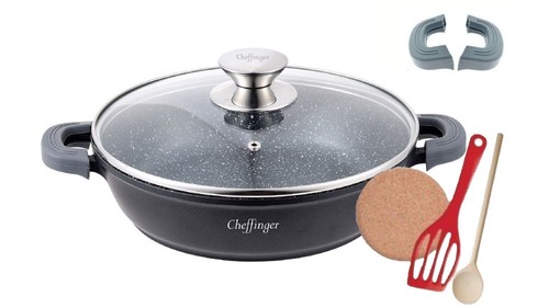 Aluguss Kochtopf 24cm mit Deckel und Zubehör 7-tlg Schmorpfanne Topf ...