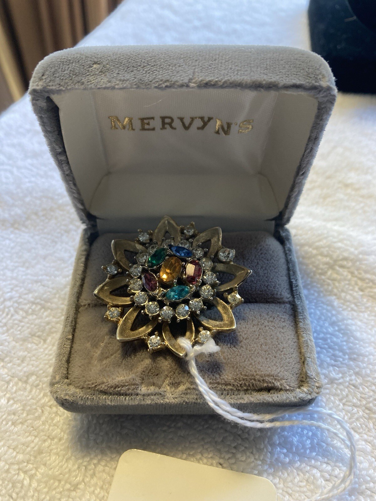 Vintage Czech Inspired Multi color Rhinestone Gold t… - Gem