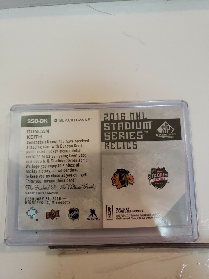 16-17 2016-17 SP GAME USED DUNCAN KEITH STADIUM SERIES FABRICS BLEND ...