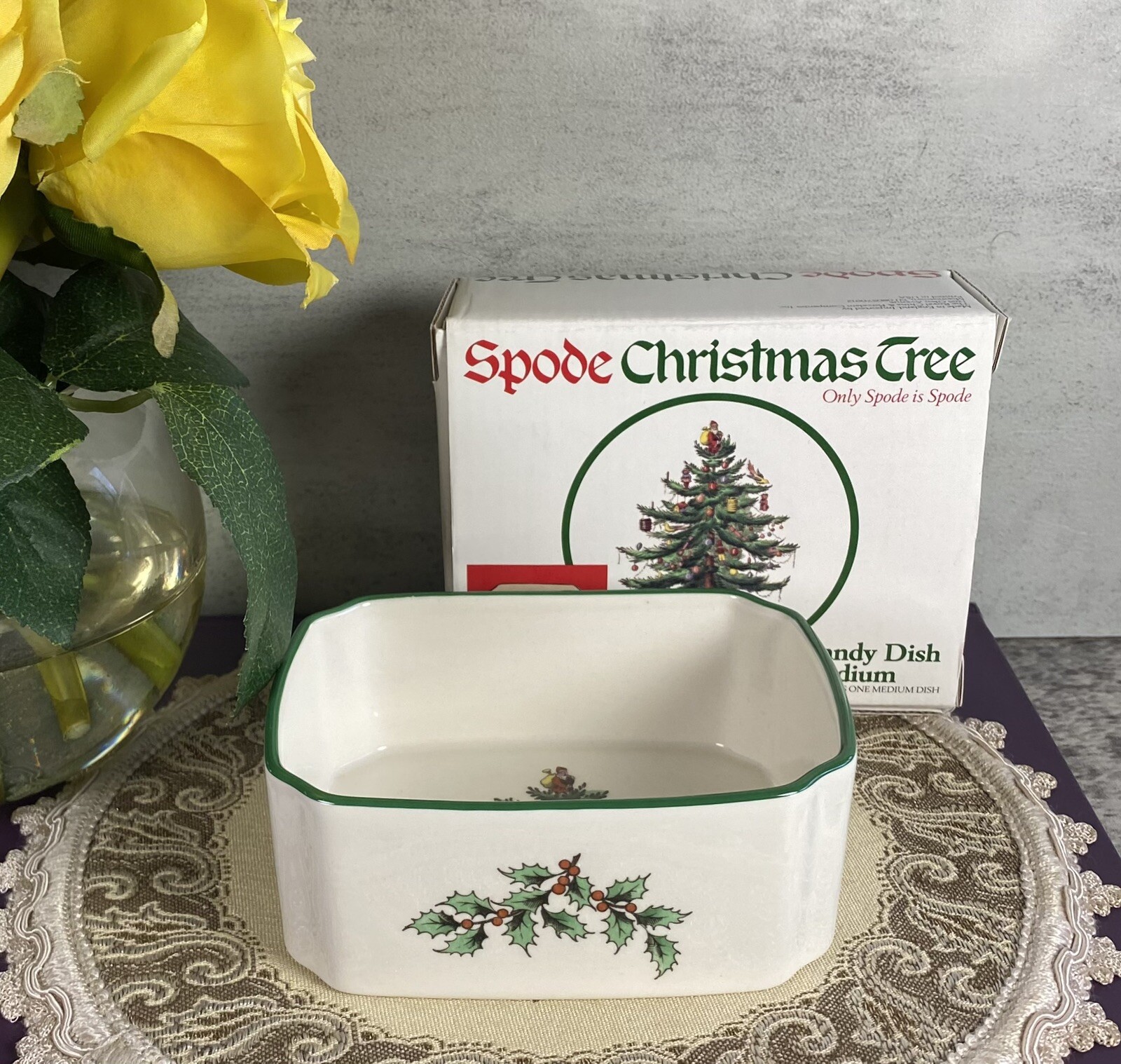 NEW Spode Christmas TREE Medium Open CANDY Nut Dish in Original Box | eBay