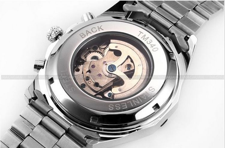 WINNER Automatic Stainless Steel Case & Strap Round Face Skeleton ...