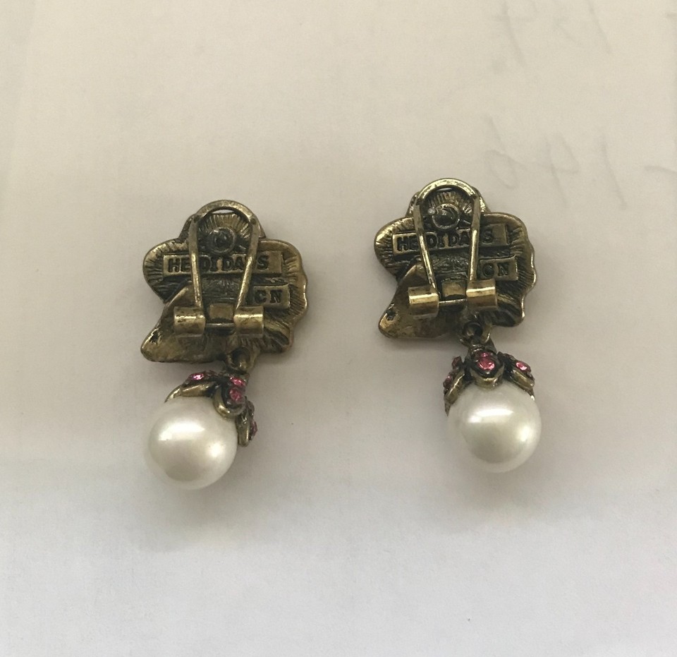 Heidi Daus Flower Pearl Hot Pink Crystal Dangle Earrings | eBay