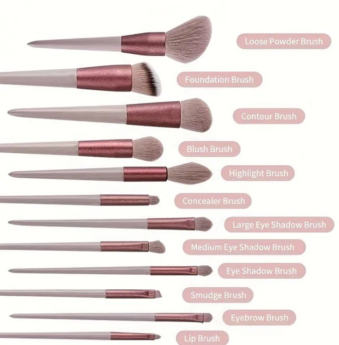 13 Pcs Make up Brush Set Buffer Powder Contour Eyeshadow With Pouch ...