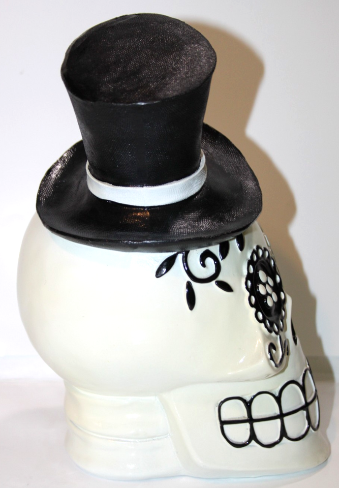 Sugar Skull Day Of The Dead Gothic Decor Black White Resin Top Hat ...
