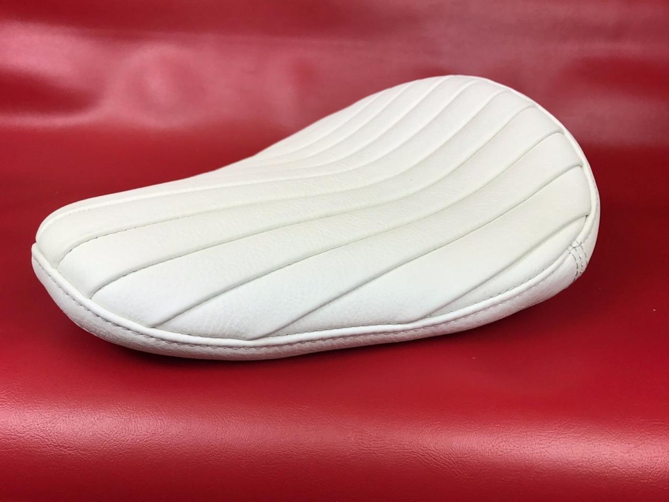 Tuck & Roll White Bates Style Motorcycle Seat Leather Solo Rich ...