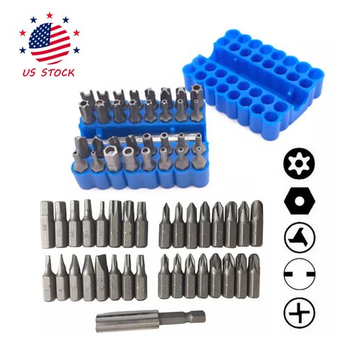 33pcs Tamper Proof Bit Set Star Size T8/1T0/T15/T20/T25/T27/T30/T35/T40 ...