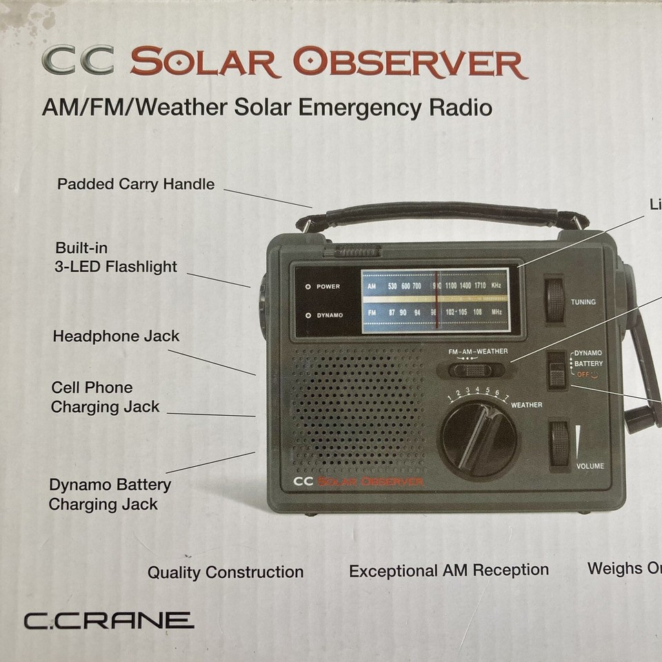 C Crane CC Solar Observer Emergency AM/FM Radio with NOAA Weather and ...