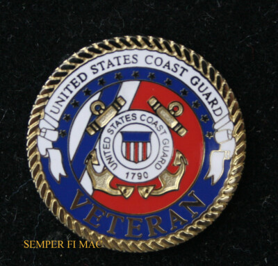 US COAST GUARD VETERAN LAPEL HAT PIN UP LOGO SEAL USCG ANCHOR OFFICER ...