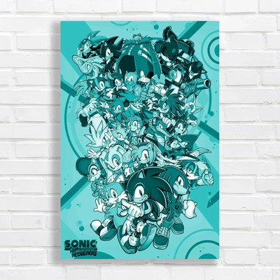 Sonic the Hedgehog Character Collage Teal Canvas Print Large Picture ...