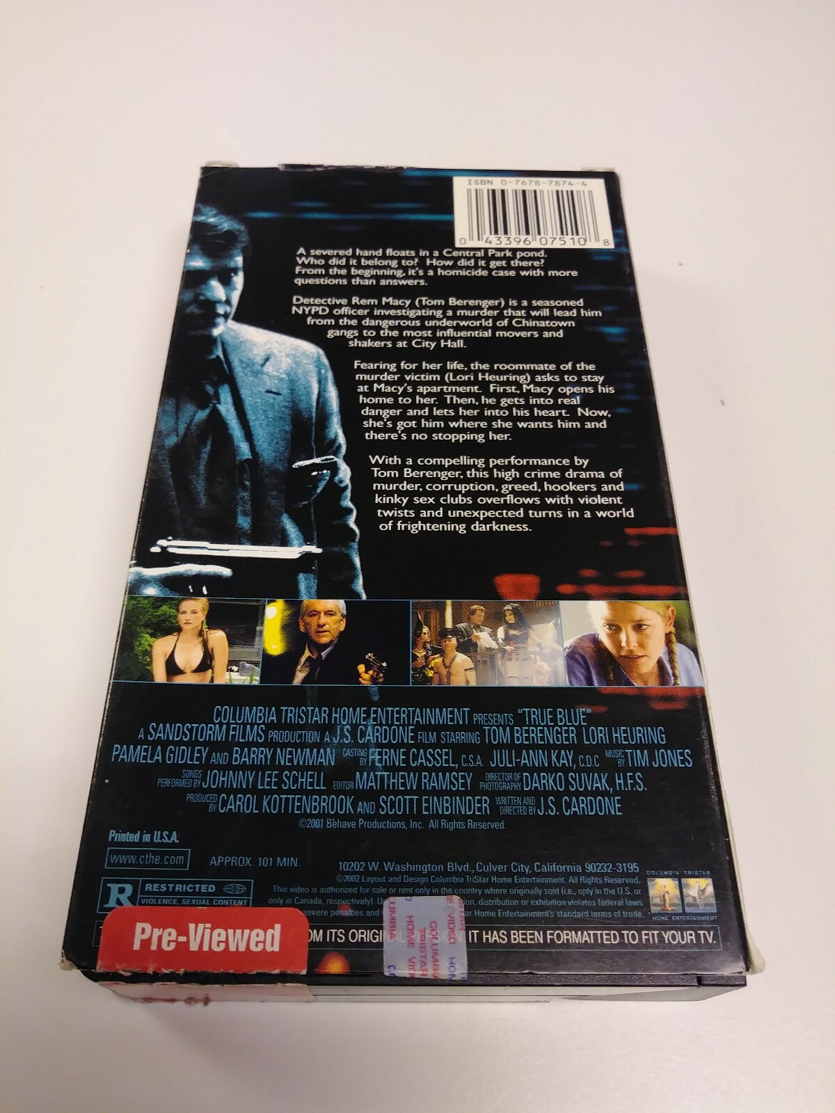 True Blue VHS Tom Berenger, Lori Heuring, Pamela Gidley, Barry Newman ...