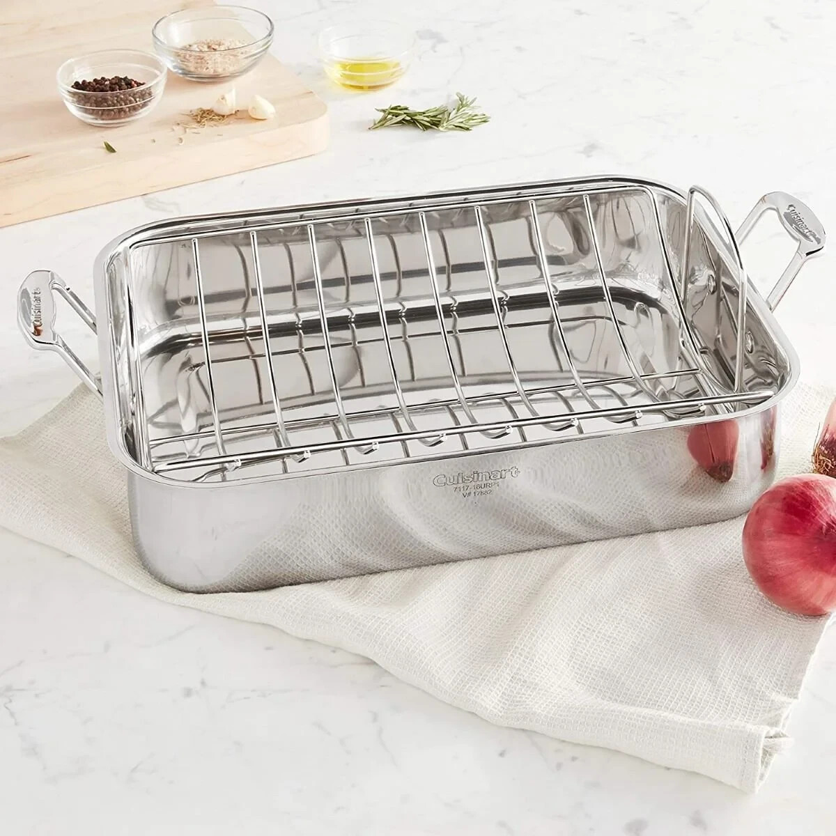 Cuisinart Chef's Classic Stainless Steel Rectangular Roaster with Rack ...