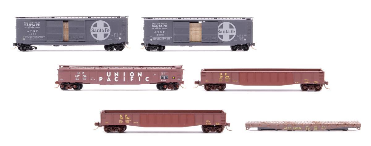 MODELPOWER/MICRO TRAINS N GAUGE RAKE OF 6 GONDOLA, BOX VAN & FLAT ...