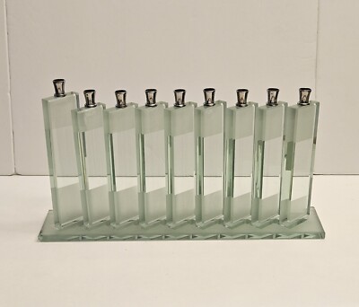 Modern Clear and Frosted Glass Menorah | eBay