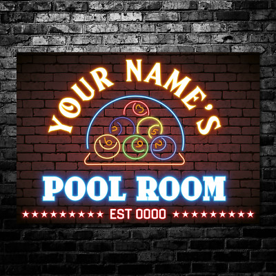 PERSONALISED Pool Room Sign Billiards Wall Decor Pool Hall Custom Neon ...