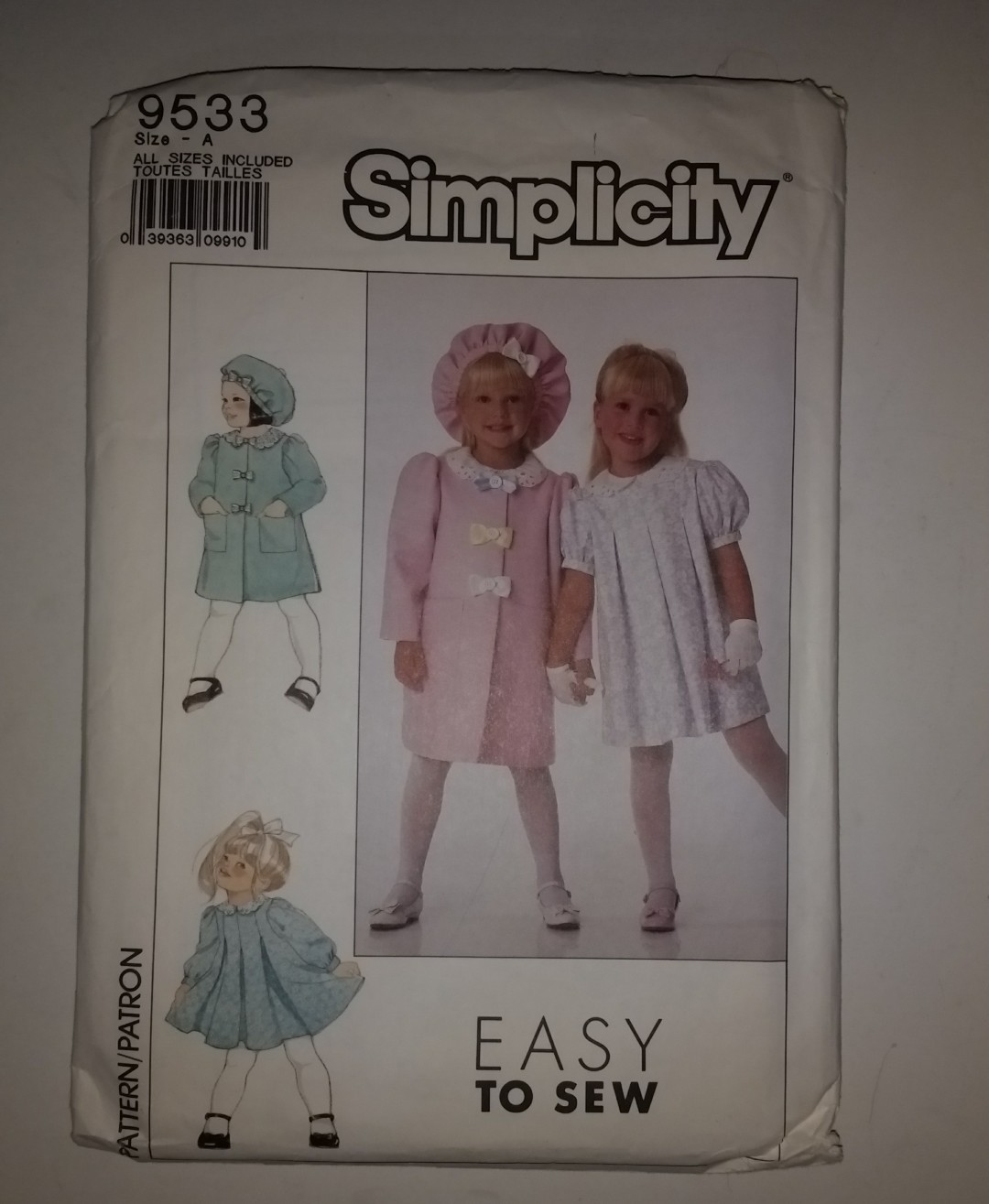 Simplicity 9533 Size Child's Dress Lined Coat Hat | eBay