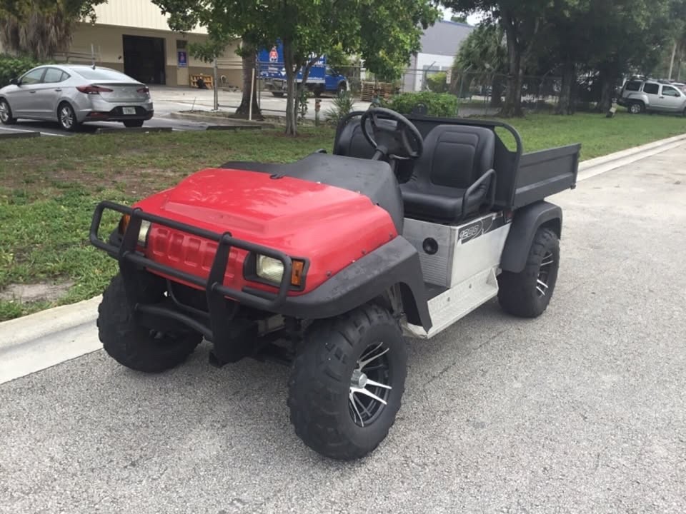 Red Club Car Carryall 1200 gas 400cc utility golf Cart Industrial tilt ...