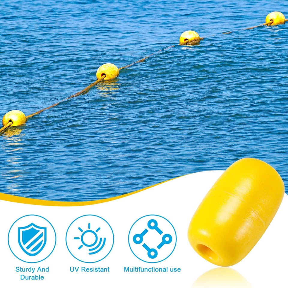 6 Pieces Rope Floats Marine, Deep Water Float Oval Water Float 2.7" x 4 ...