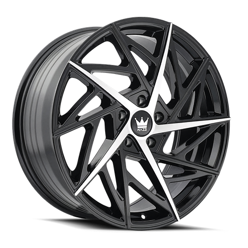 20x8.5 Mazzi 377 Freestyle Gloss Black/Machined Wheels 5x112 (35mm) Set ...