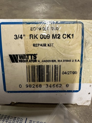 WATTS 3/4" CHECK VALVE REPAIR KIT RK 009M2 CK1 3/4 NIB | eBay