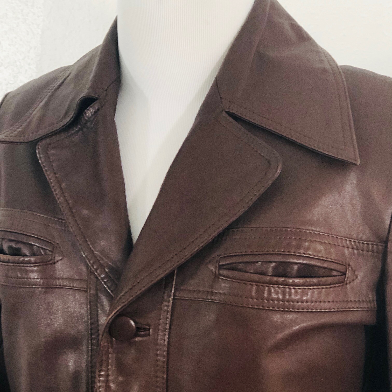 Vtg 60s 70s Montgomery Ward Mens Leather Jacket Coat … - Gem