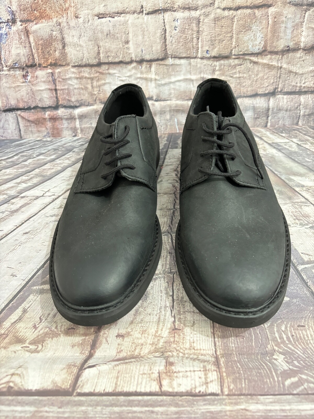 Clarks Casual Oxford Dress Shoes Mens Size 9 Matte Black Leather Lace ...