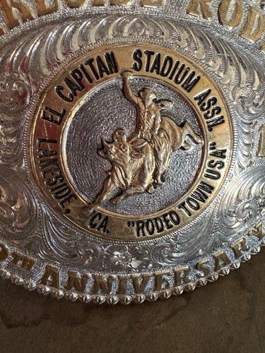 Lakeside Rodeo Belt Buckle 1994 Silver Anniversary. solid Bronze Made ...