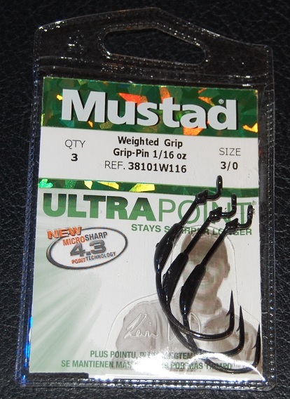 Pack of 3 Mustad Ultra Point 38101W116-30 Weighted KVD Grip Pin 1/16 oz ...