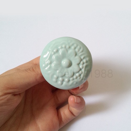 Ceramic Cameo Bas-relief Cabinet Knob Handle Antique Drawer Pull Rural ...