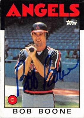 Bob Boone autographed baseball card (California Angels) 1986 Topps #62 ...