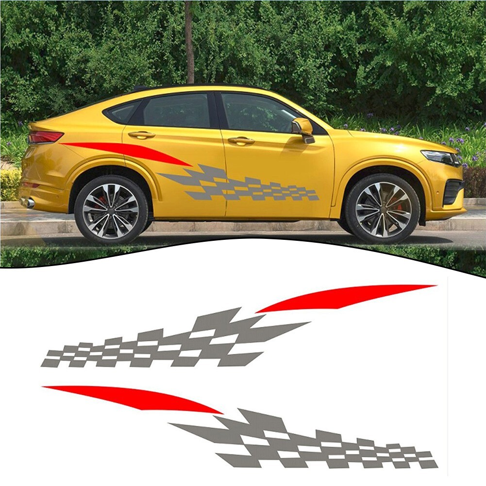 Premium GrayRed Car Side Body Decals PVC Film Stickers Removable and ...