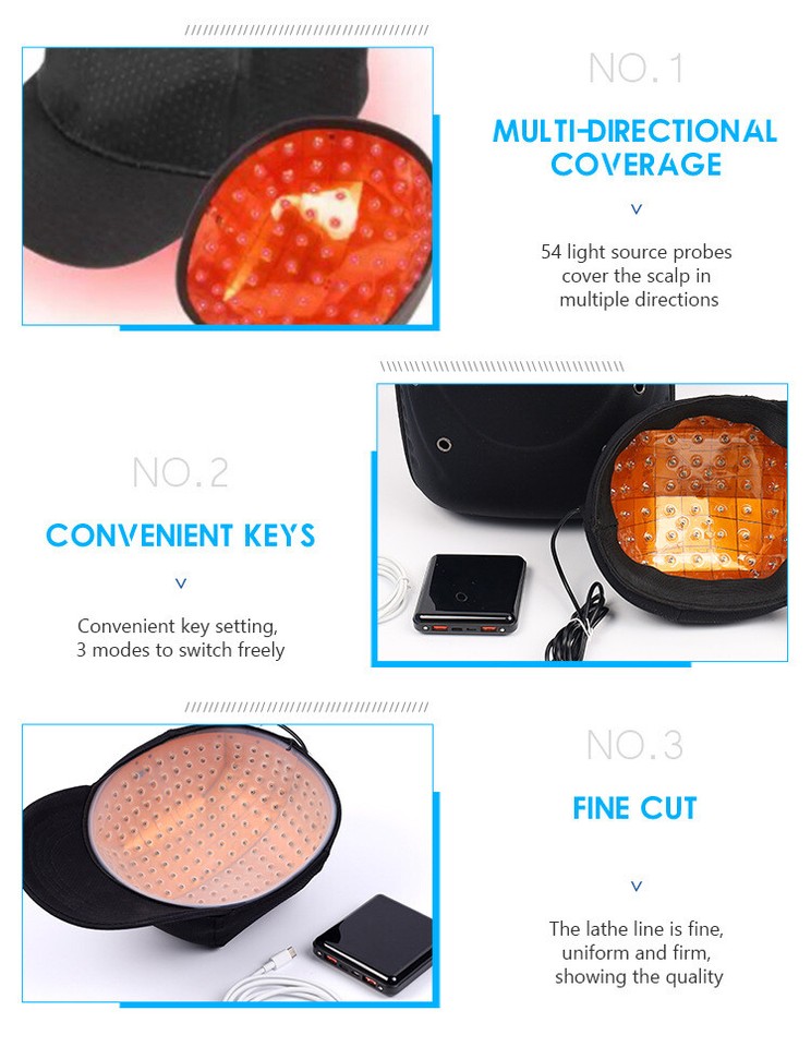 FDA Cleared Hair Growth Laser Cap 208 LED Diodes Hat Rejuvenation ...