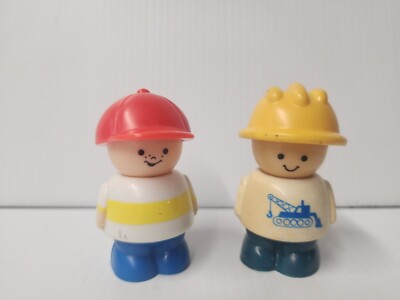 Vintage Shelcore 3” Little People Figures Lot of 2 construction Workers ...