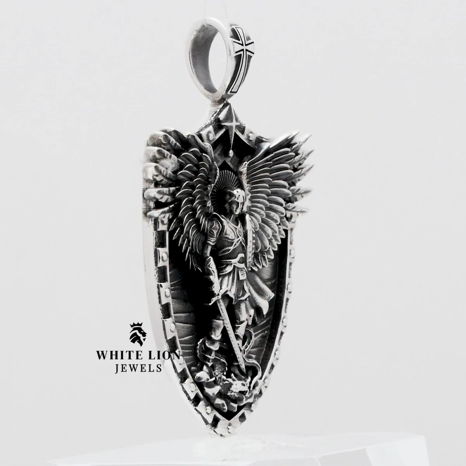 St Michael Archangel God Army Commander Orthodox Shield Pendant 925 ...