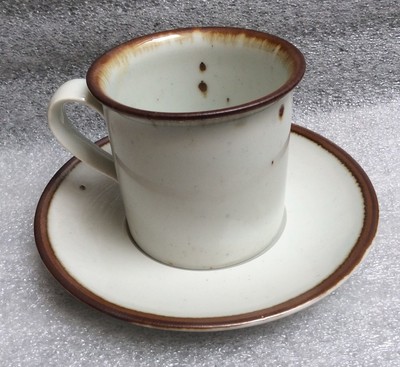 Dansk Denmark Brown Mist Flat Cup & Saucer Blue & Impressed Backstamp ...