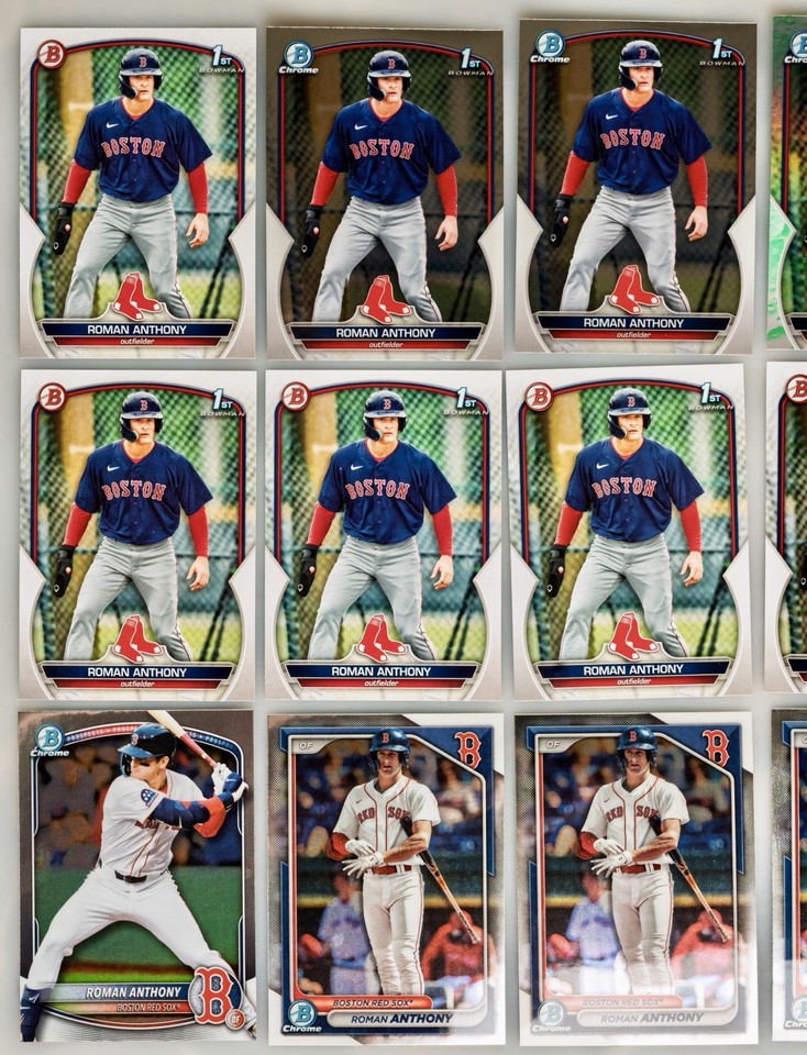 2023 Bowman Chrome ROMAN ANTHONY 1st Rookie Lunar Glow Refractor RC Red ...