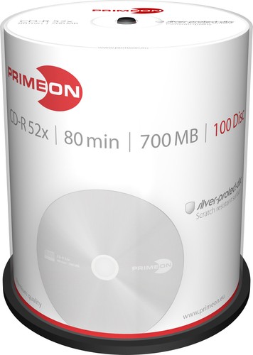 100 PRIMEON CD-R silver protect Rohlinge Spindel 700Mb 80Min 52x | eBay.de